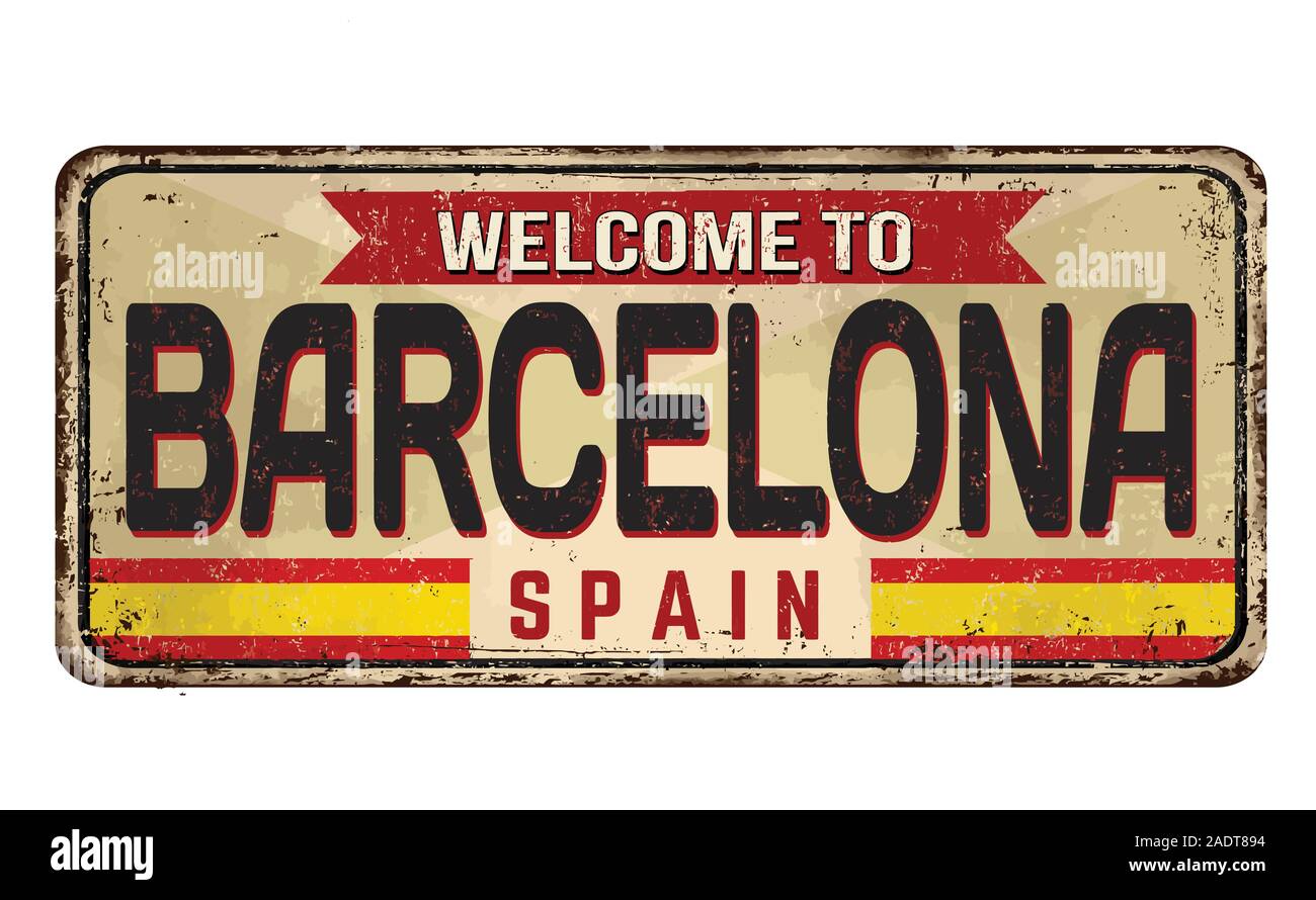 Barcelona vintage rusty metal sign on a white background, vector ...