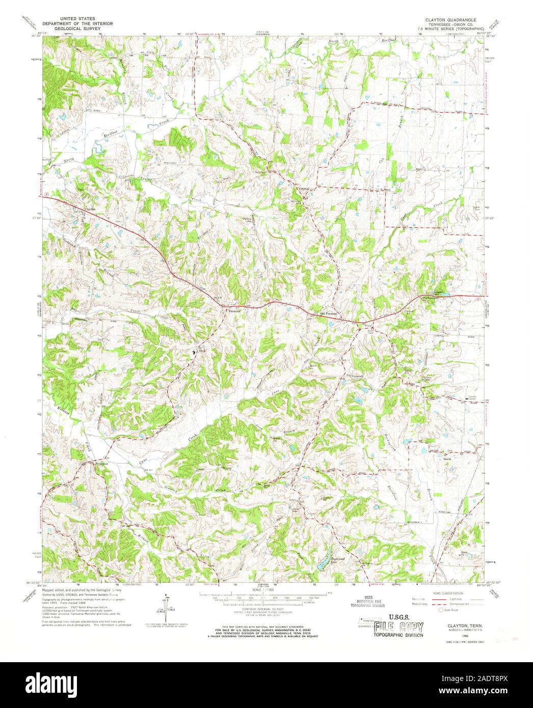 USGS TOPO Map Tennessee TN Clayton 148983 1966 24000 Restoration Stock ...