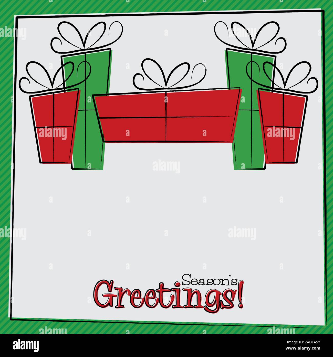 Bright Hand Drawing Christmas Present card in vector format Stock ...