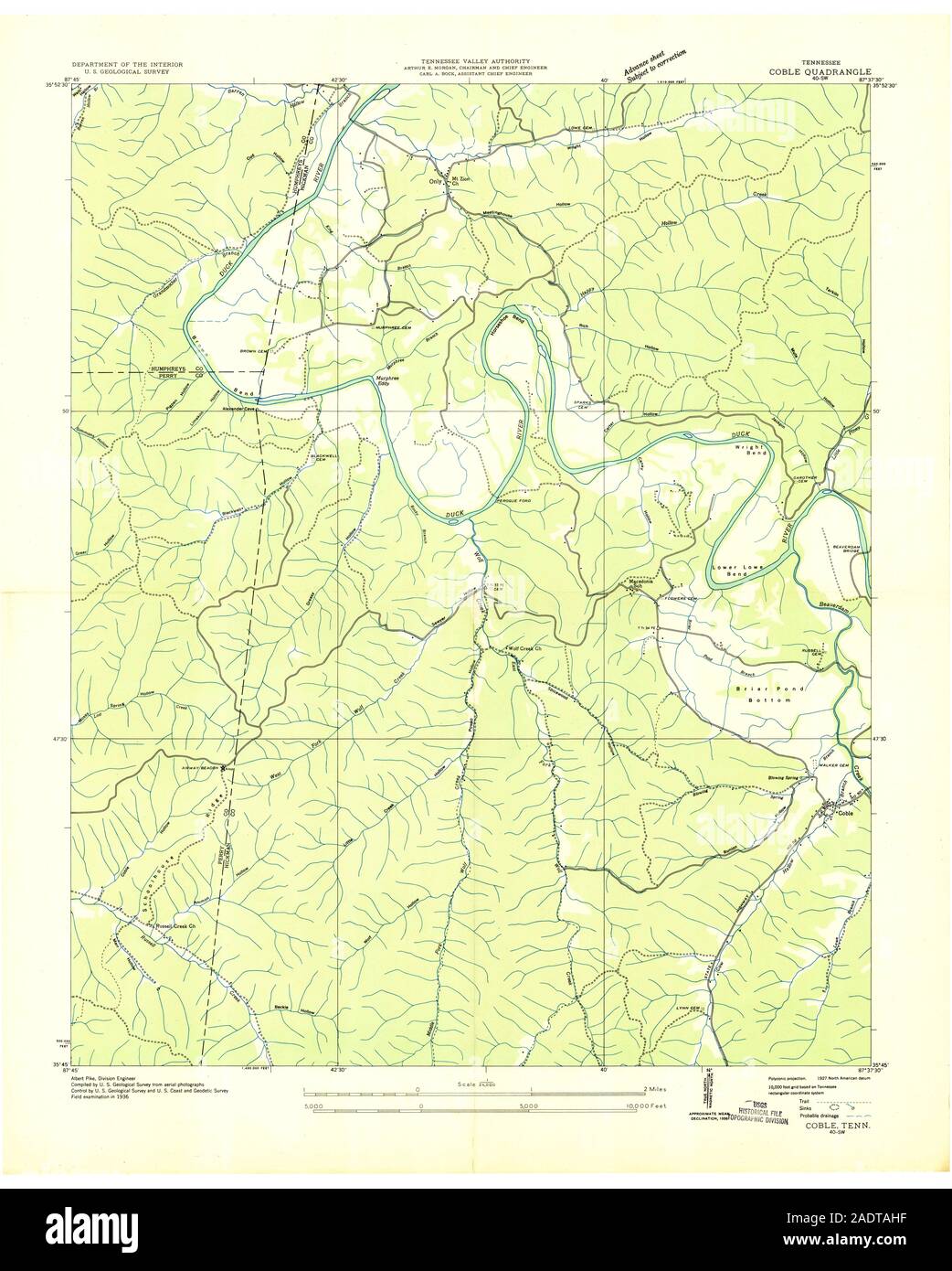 USGS TOPO Map Tennessee TN Coble 149555 1936 24000 Restoration Stock ...