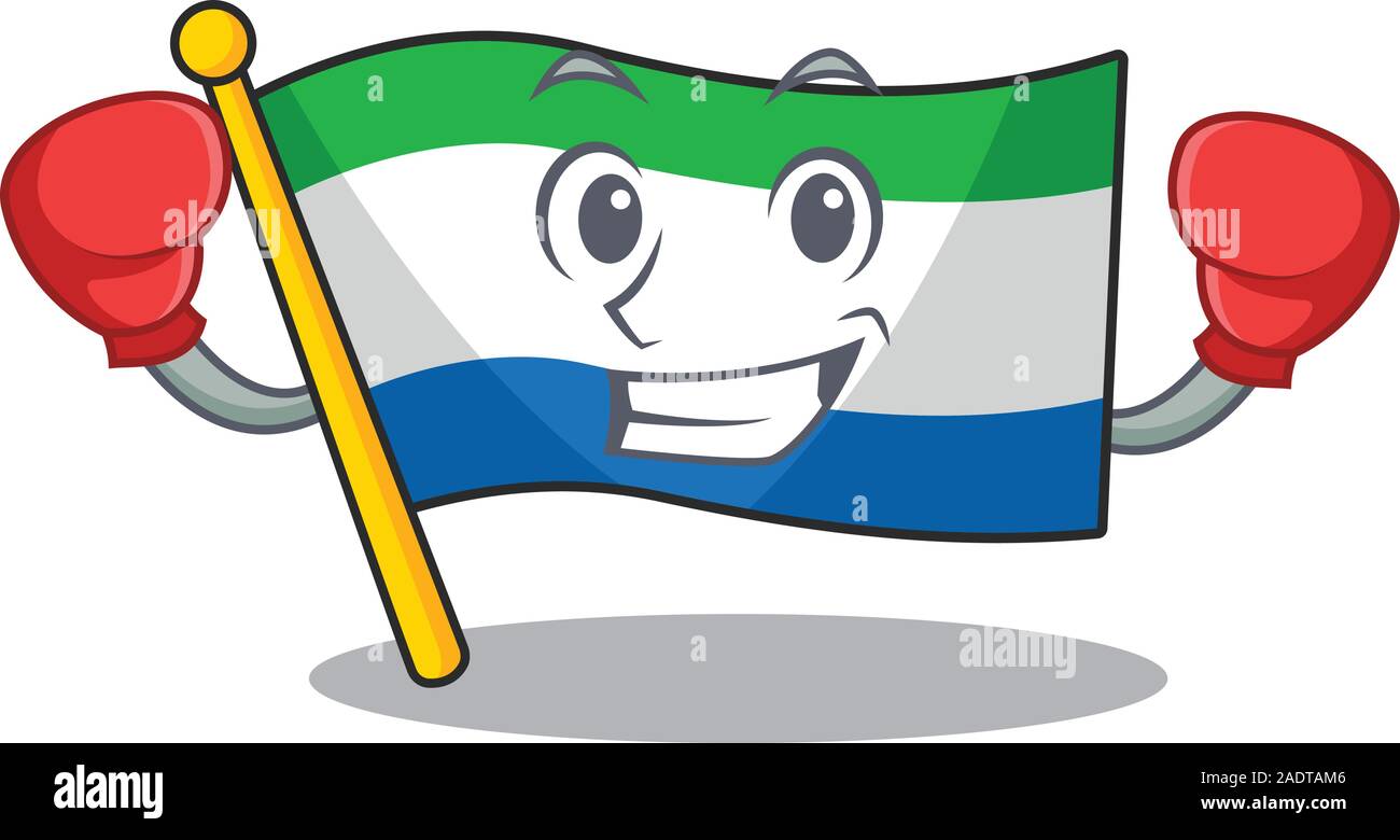 Funny Boxing flag sierra leone cartoon character style Stock Vector ...