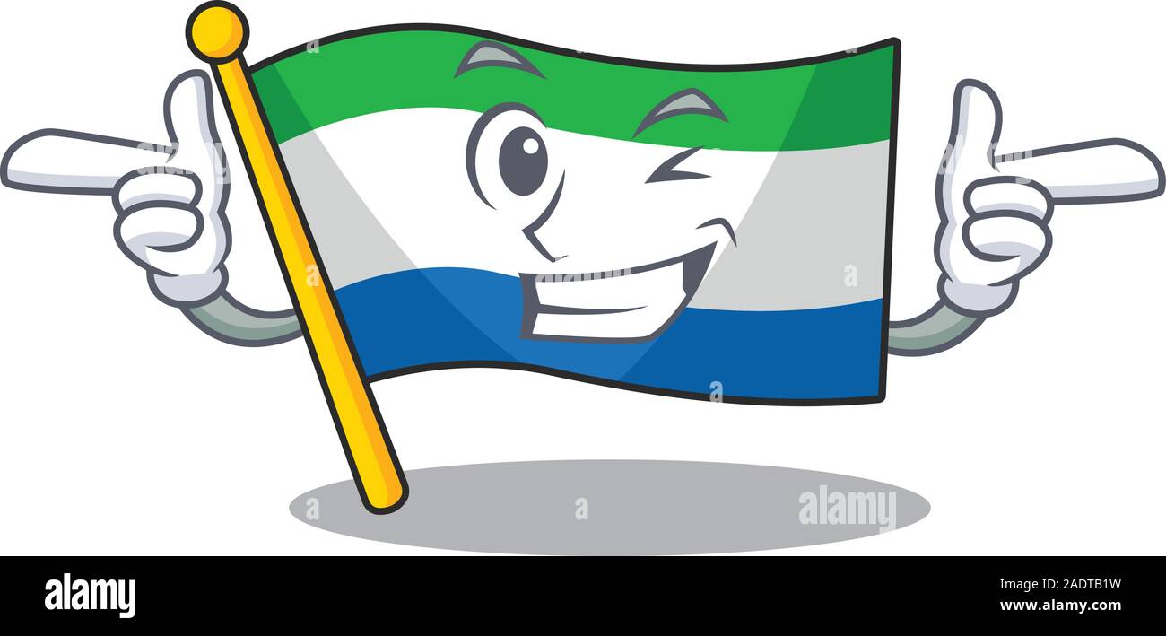 Funny flag sierra leone mascot cartoon style with Wink eye Stock Vector ...