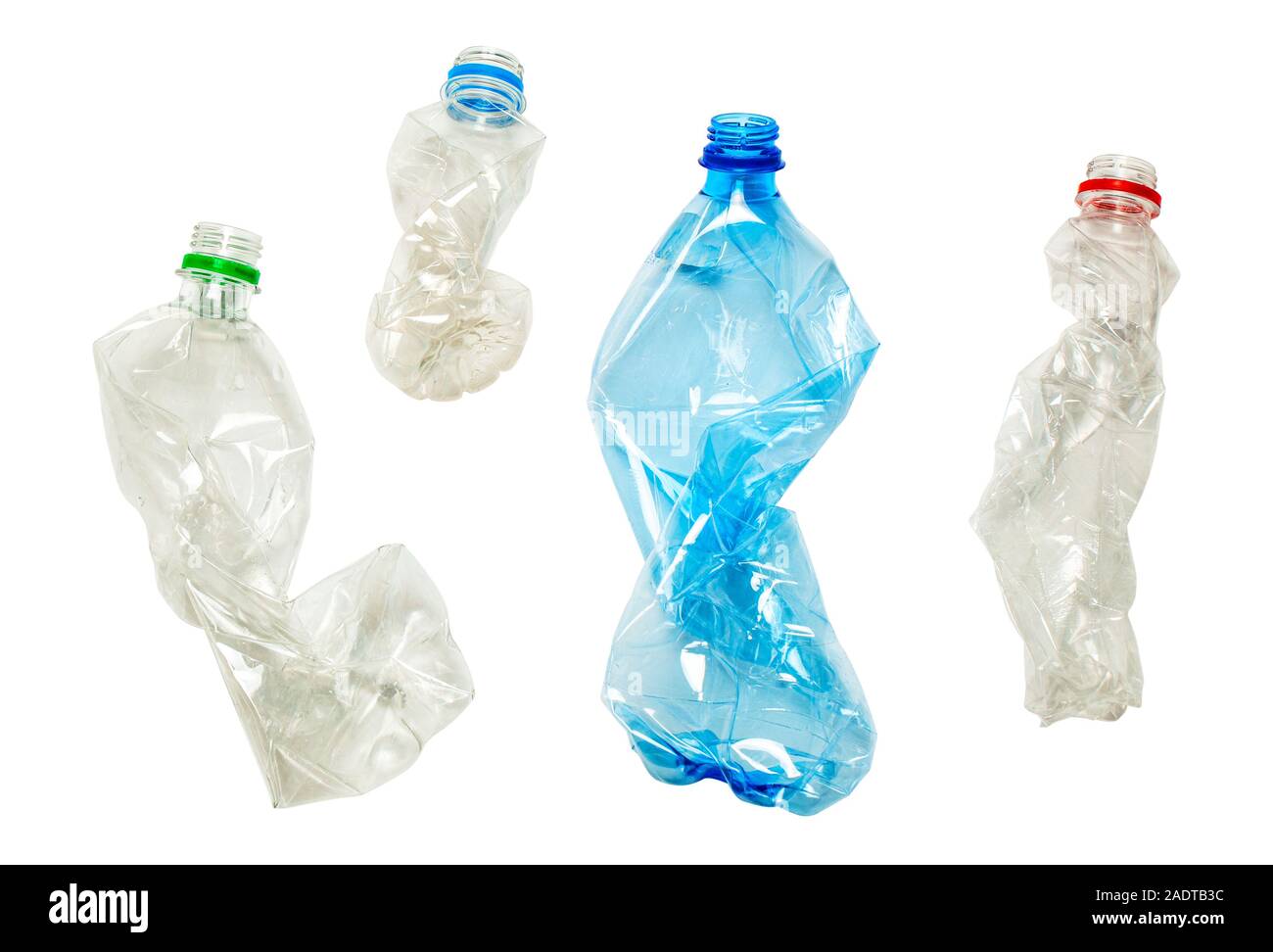 Crumpled plastic bottles isolated on white background Stock Photo - Alamy