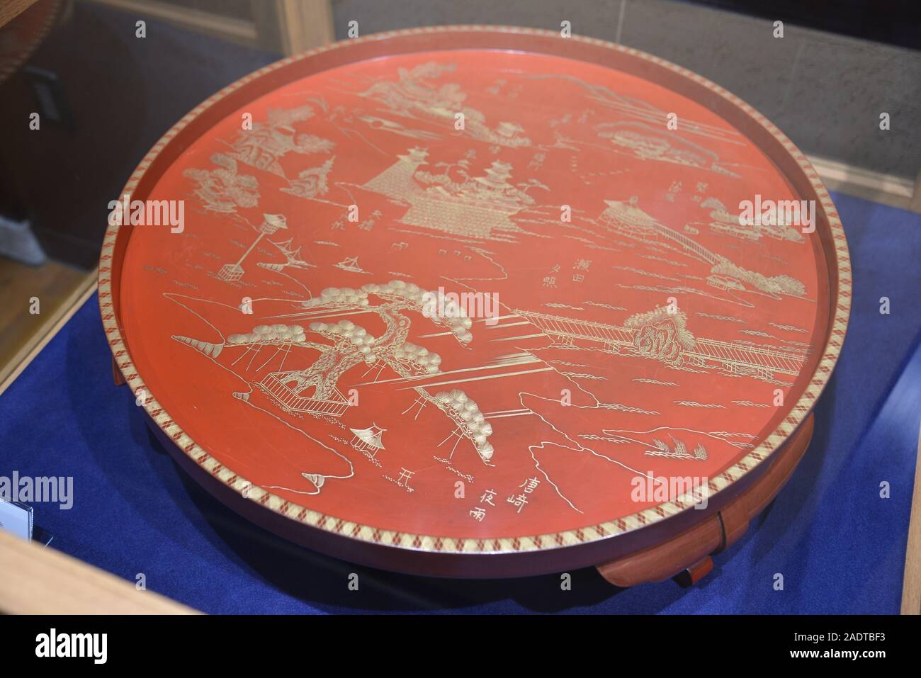 High angle shot of the Japanese painting box with golden color Stock ...