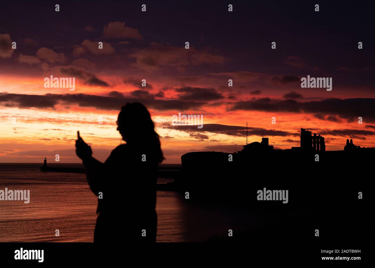 Dawn over Tynemouth Priory in North Shields Stock Photo - Alamy