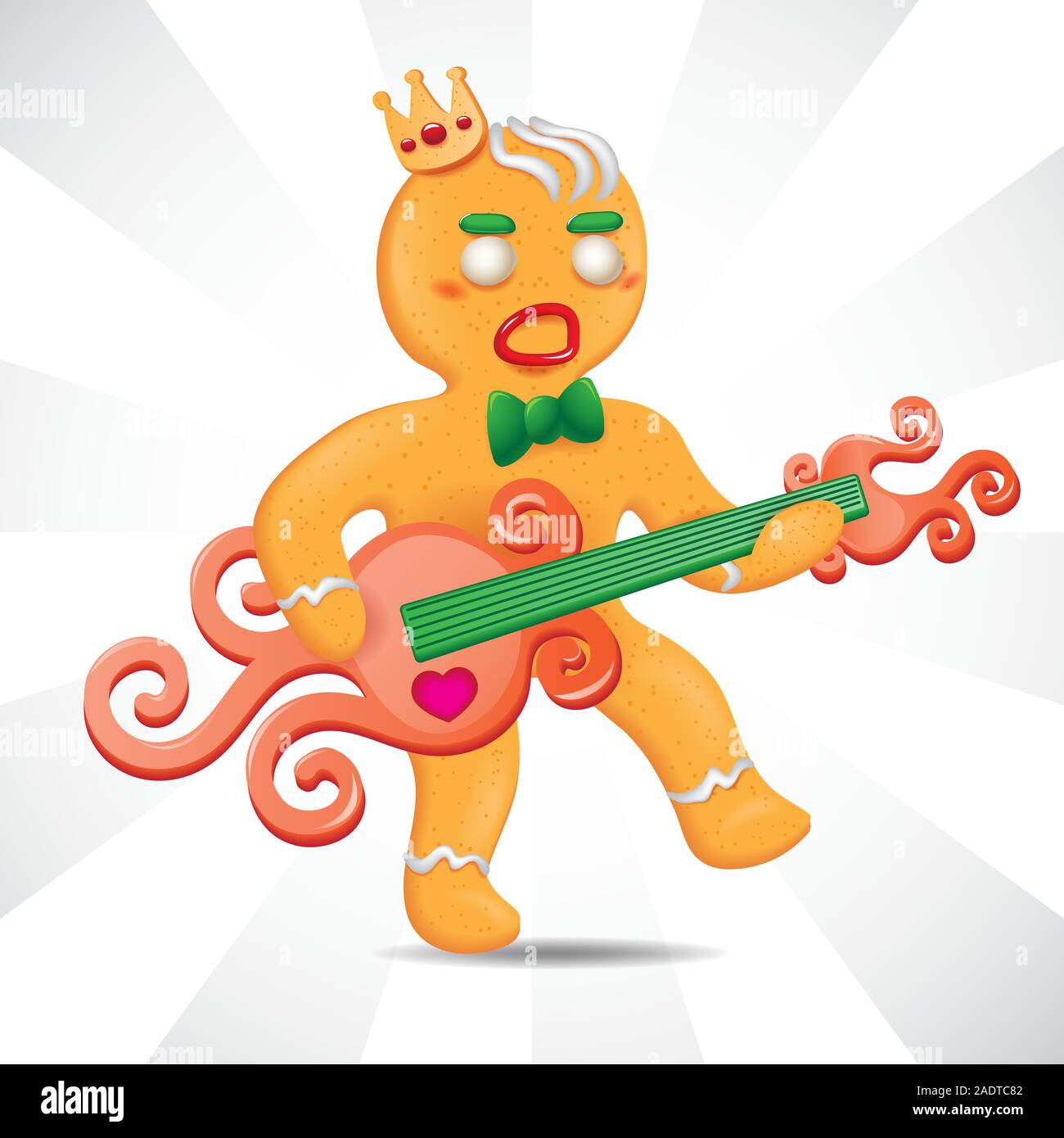 The gingerbread man Christmas gingerbread character playing the guitar ...