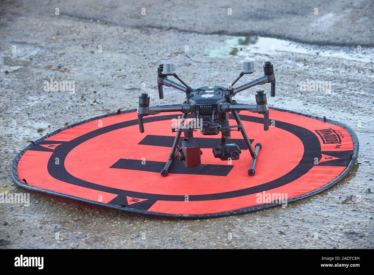 A Commercial Drone on the landing pad for Humberside Fire & Rescue ...