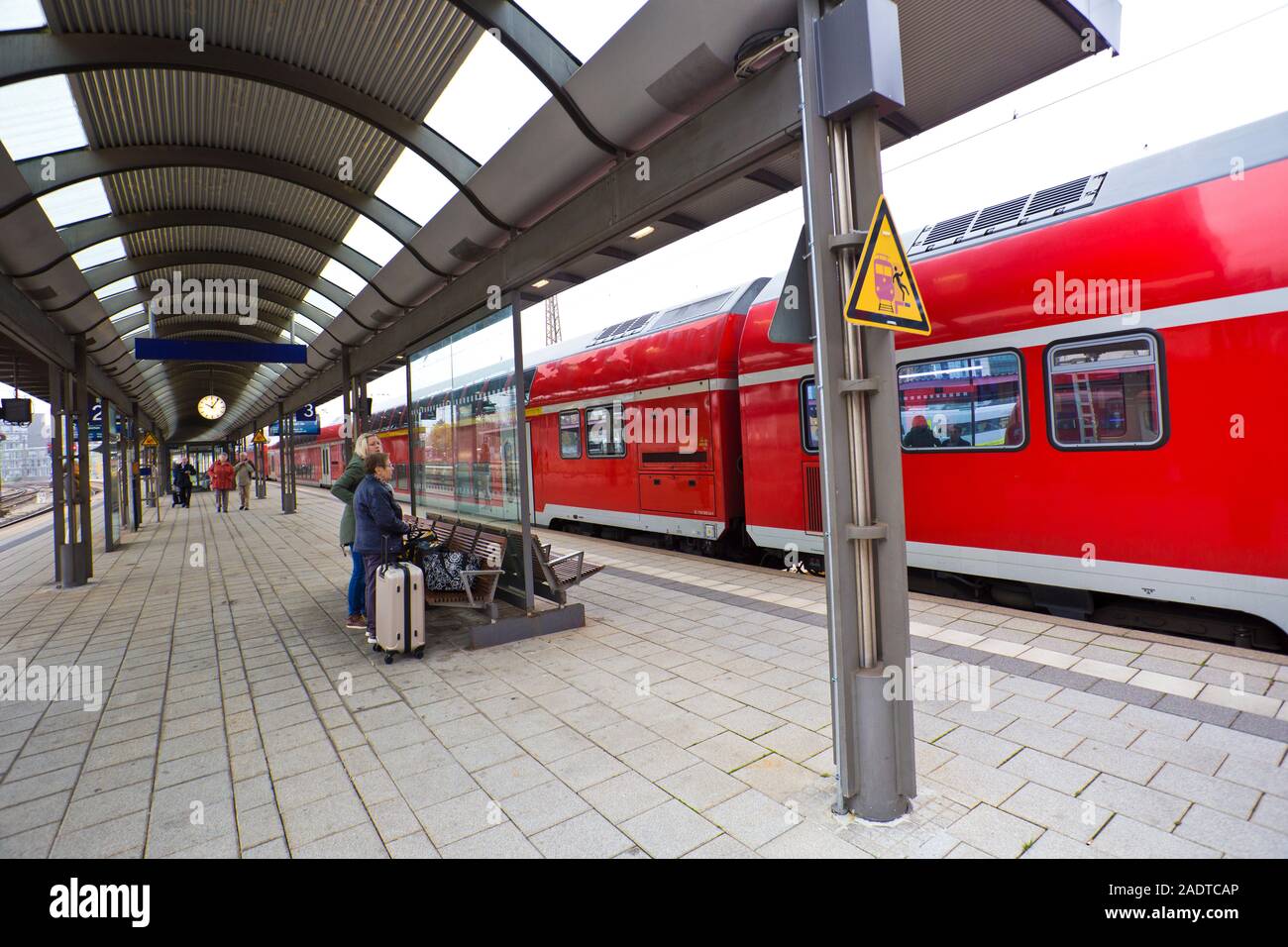 Ulm, Germany-October 2019:The passengers inside Railway Station at Ulm ...