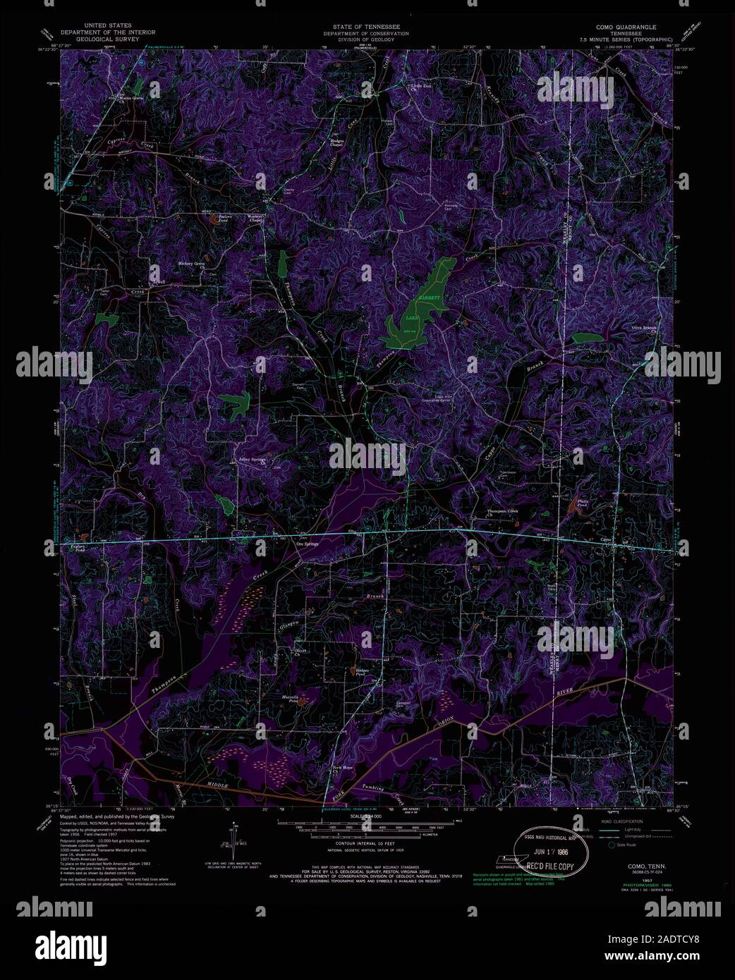 USGS TOPO Map Tennessee TN Como 143848 1957 24000 Inverted Restoration ...