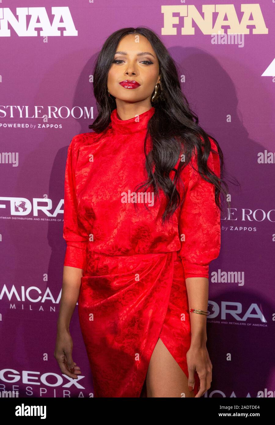 New York, NY - December 3, 2019: Cat Graham wearing dress by Ronny Kobo ...