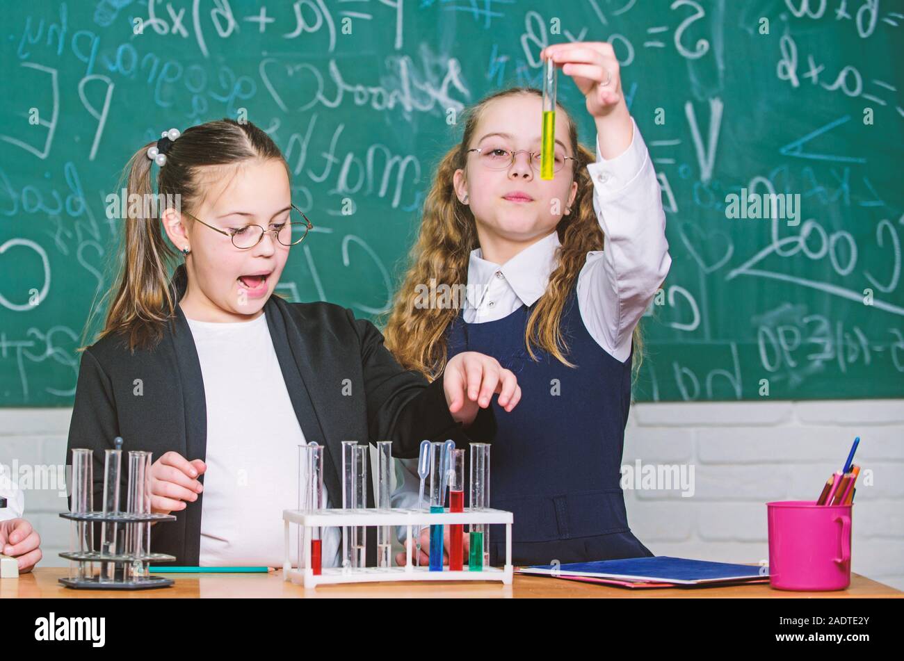 Little children. Science. Chemistry science. biology experiments with ...