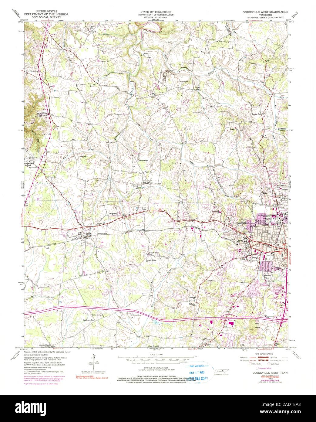 USGS TOPO Map Tennessee TN Cookeville West 143853 1953 24000 ...