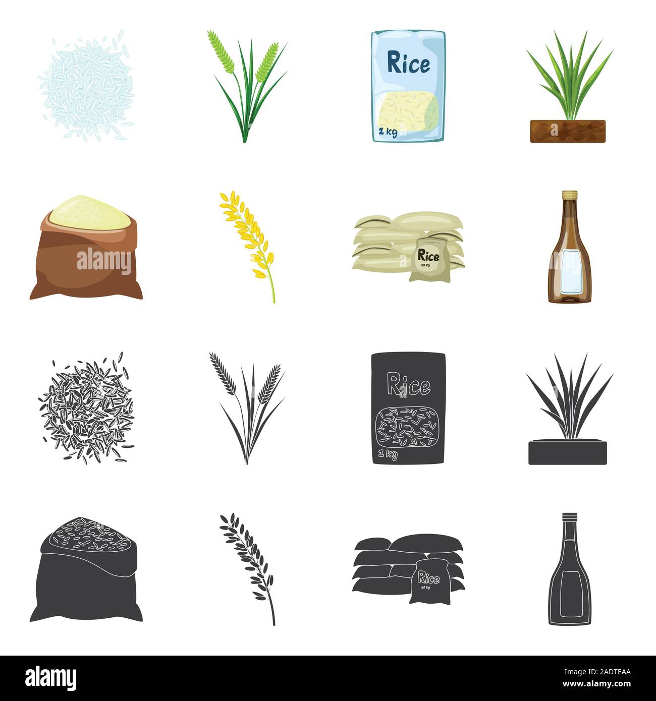 Vector illustration of crop and ecological symbol. Collection of crop ...