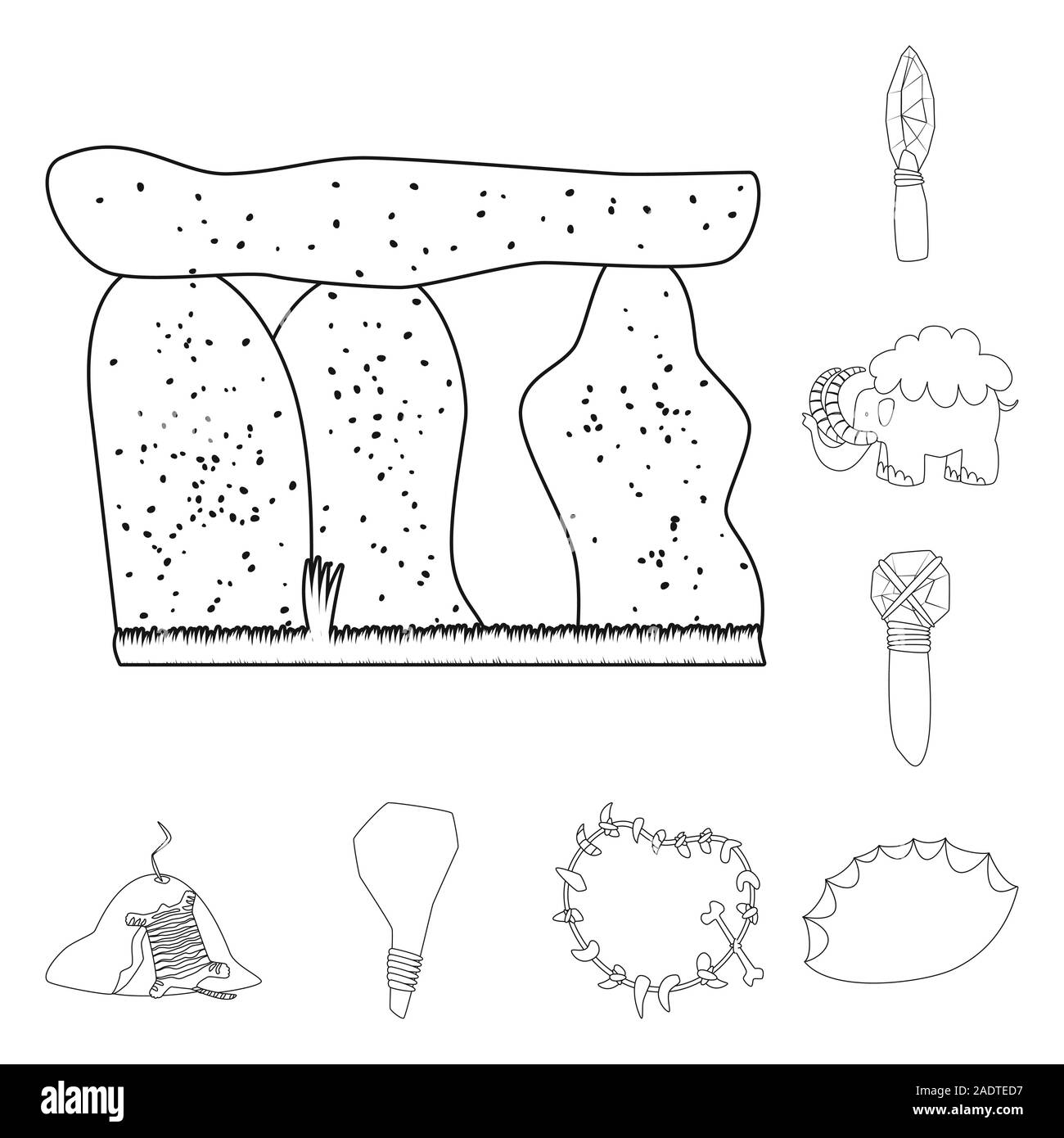 Isolated object of primitive and archeology sign. Set of primitive and ...