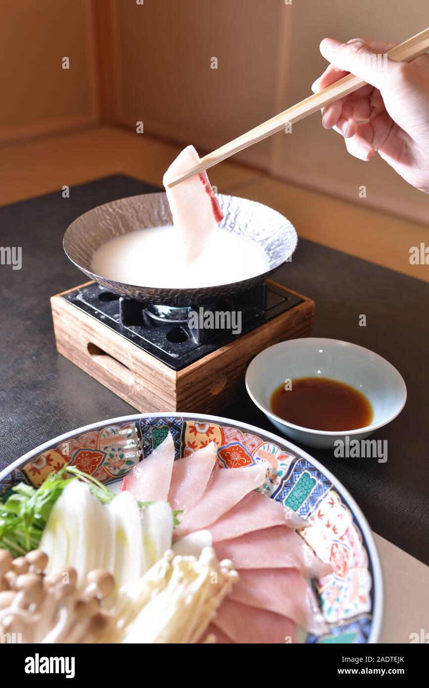 High angle shot of the Japanese style hot pot Stock Photo - Alamy