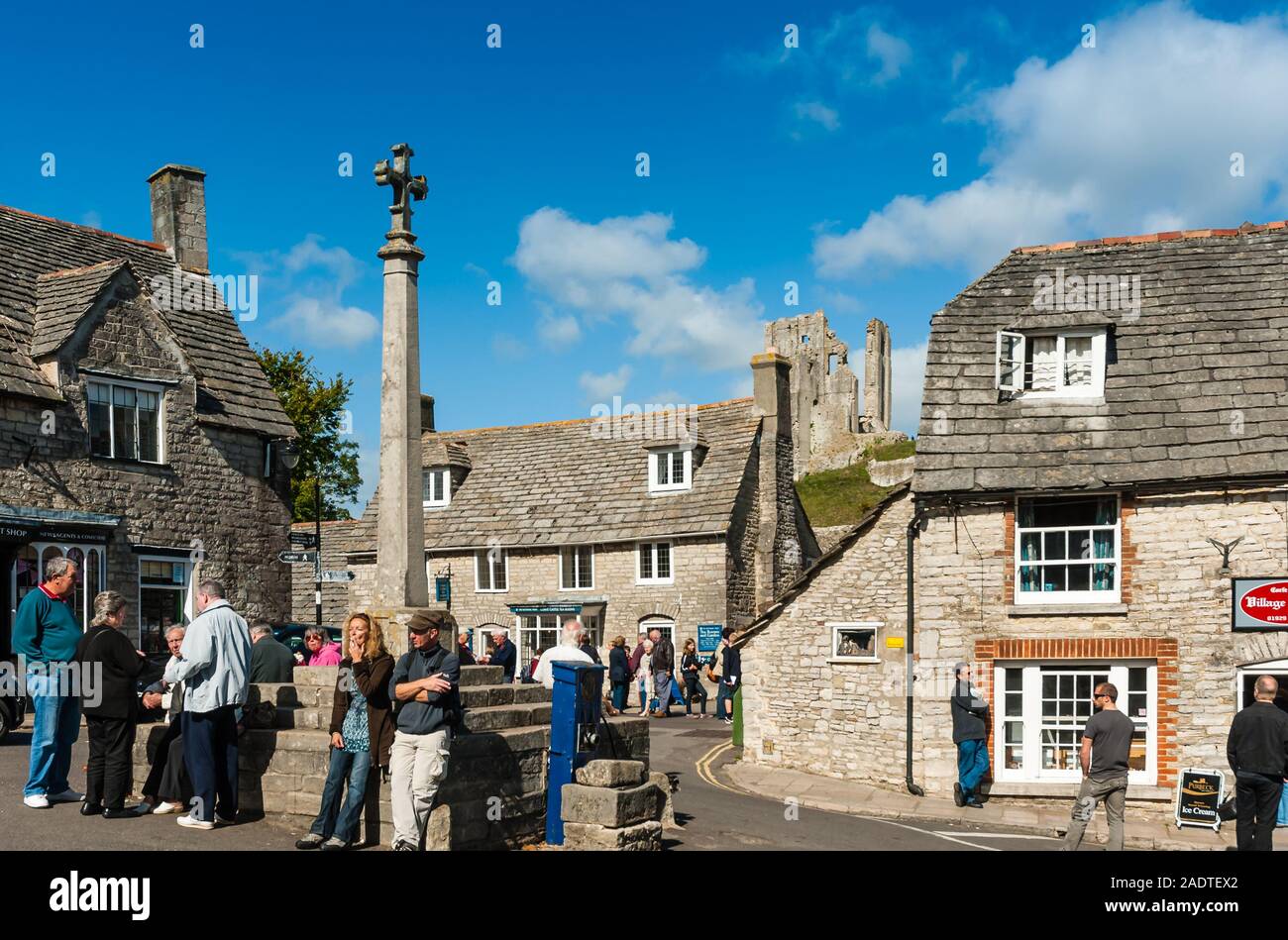 Corfe Castle village in Dorset Stock Photo - Alamy