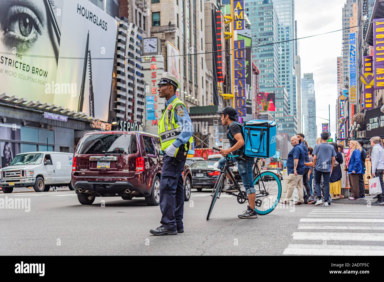 Manhattan new york color image New York traffic police man directing ...