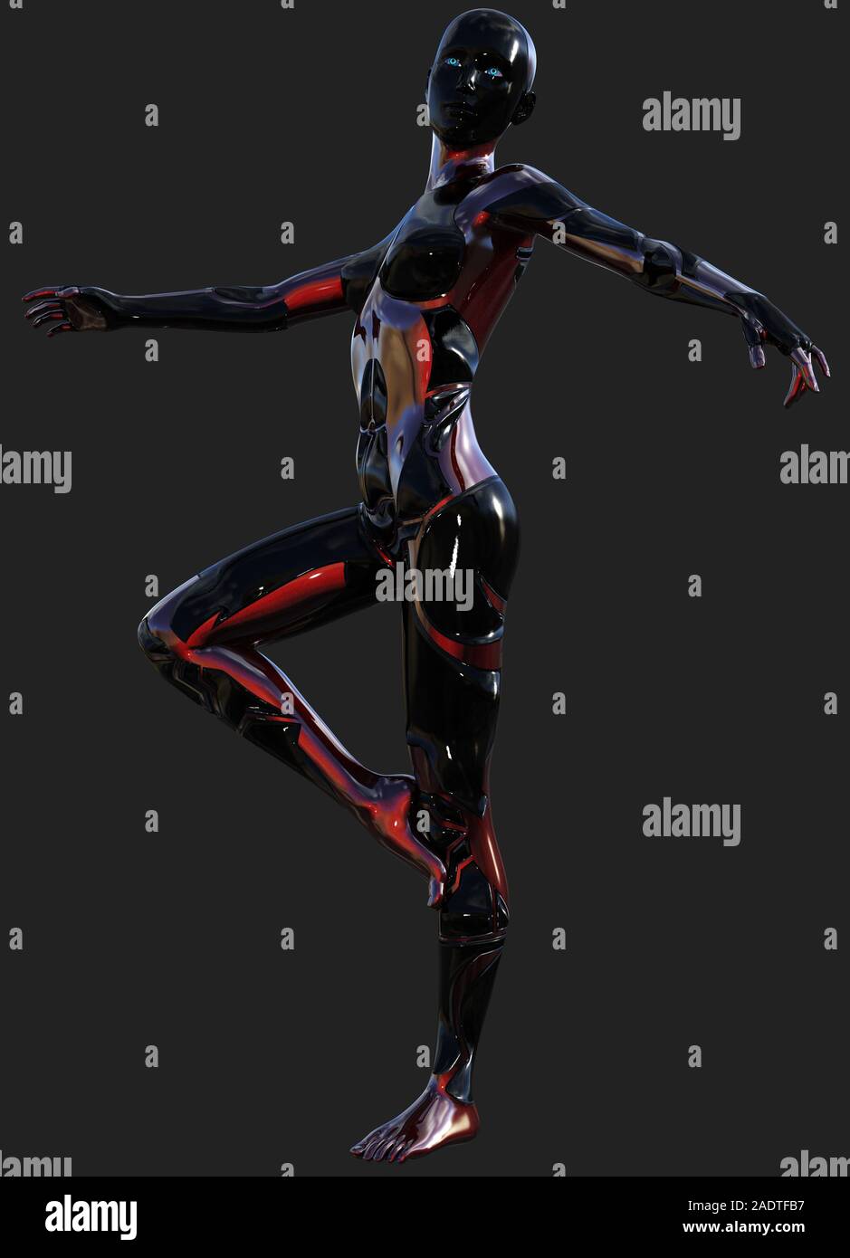 Black and Red Ultra Modern Android Female Artificial Intelligence 3D ...