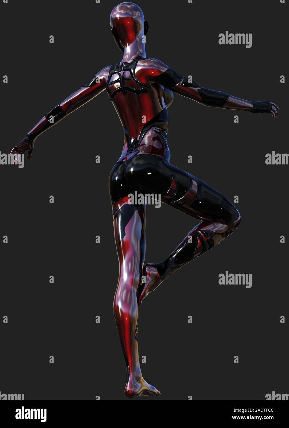 Black and Red Ultra Modern Android Female Artificial Intelligence 3D ...