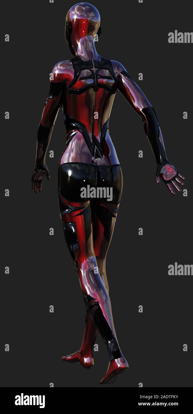 Black and Red Ultra Modern Android Female Artificial Intelligence 3D ...