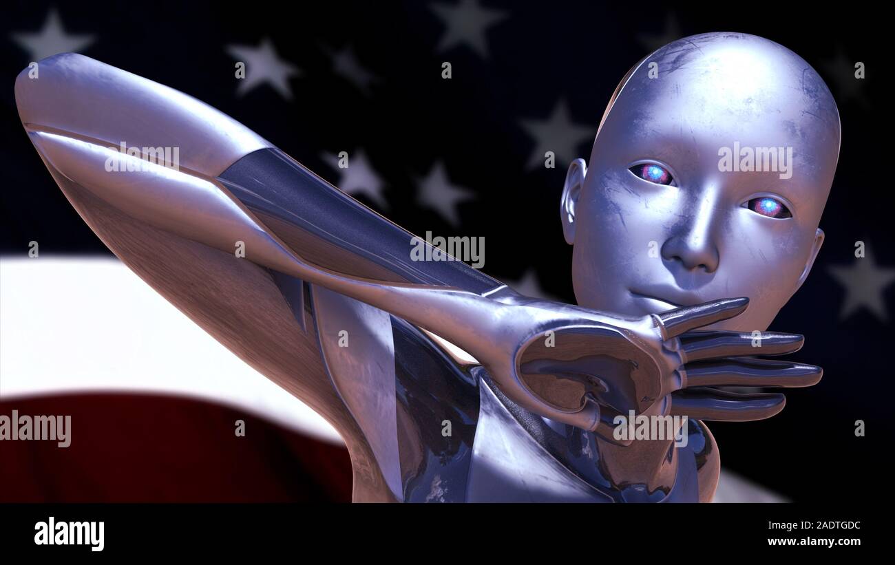 3D Illustration of a Humanoid Robot commonly called Android USA AI ...