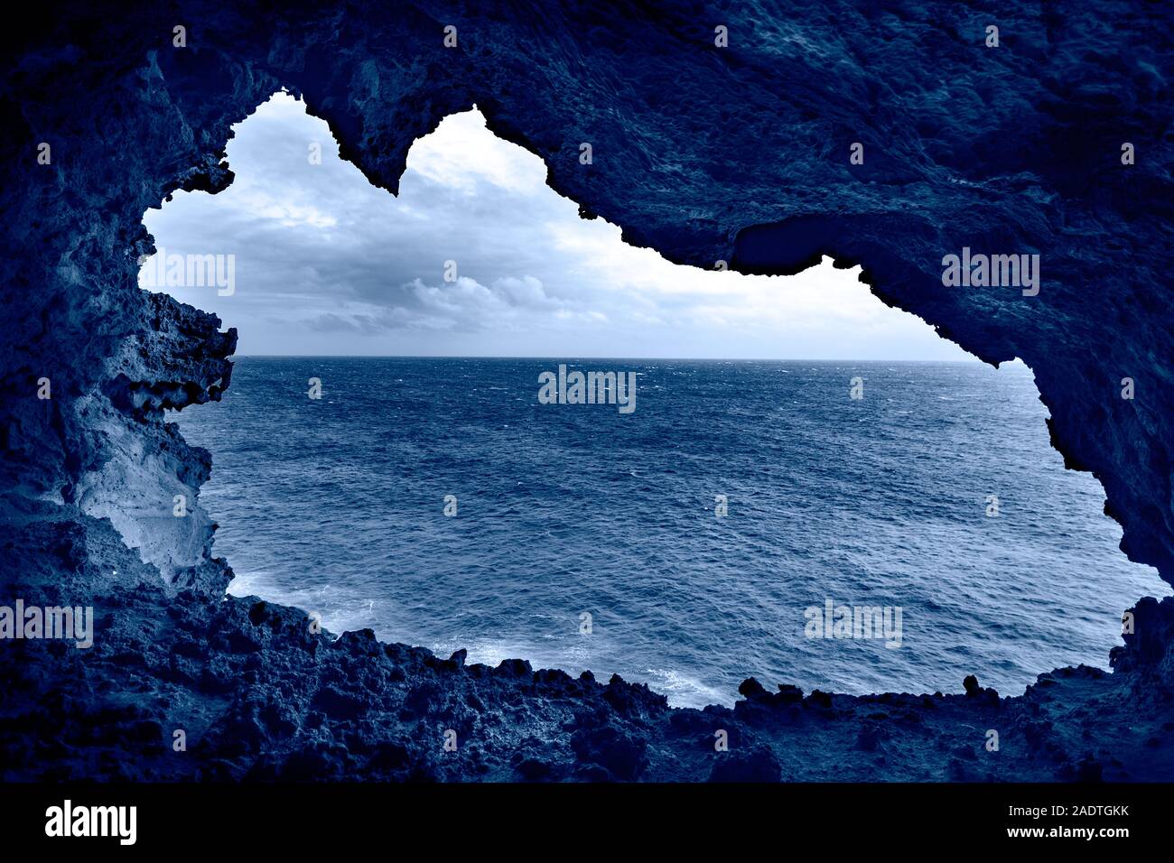 Color of the year Classic Blue. Easter Island ocean background Stock ...