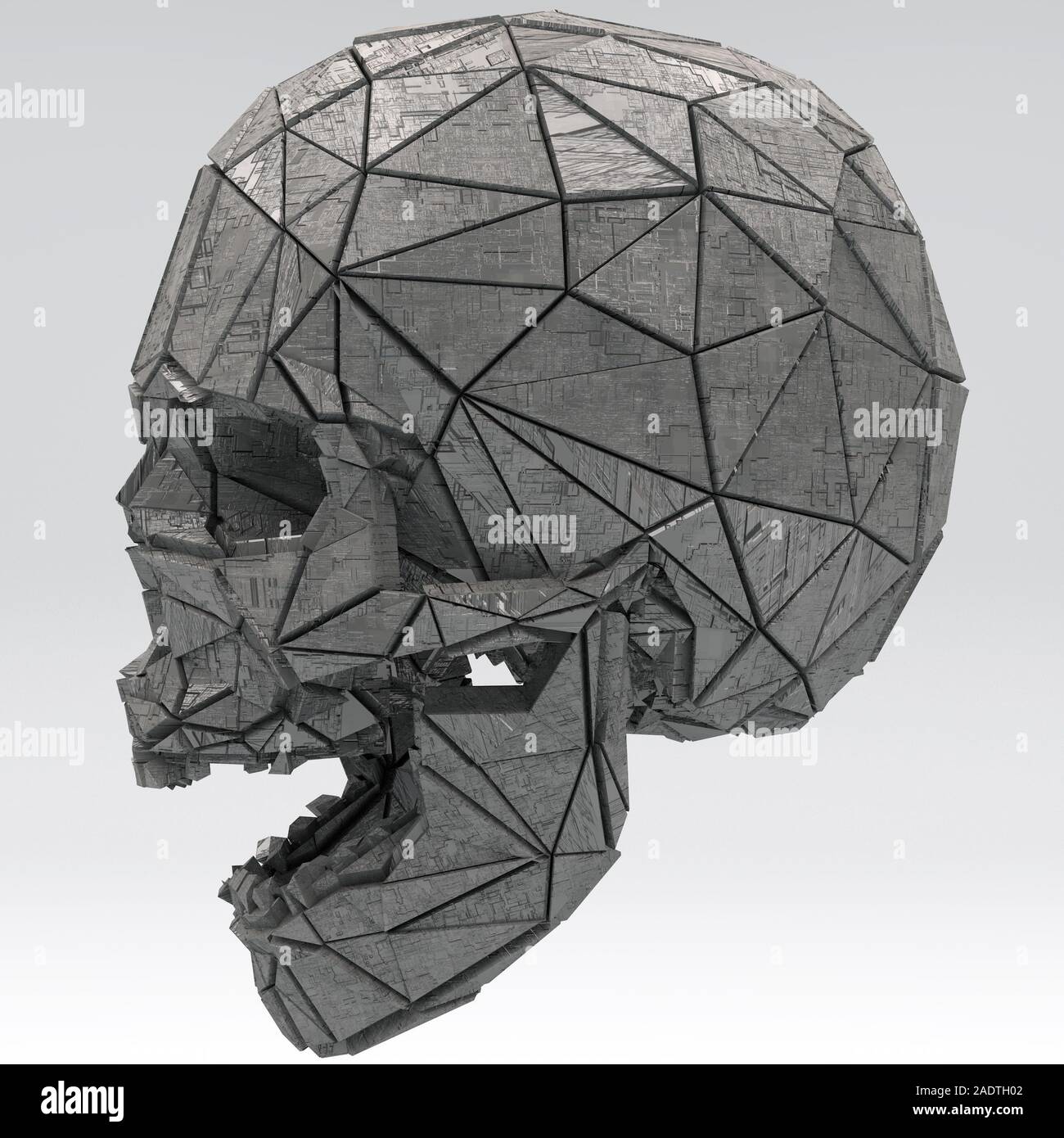 Science Fiction Fantasy Futuristic Human Skull 3D Illustration Stock ...