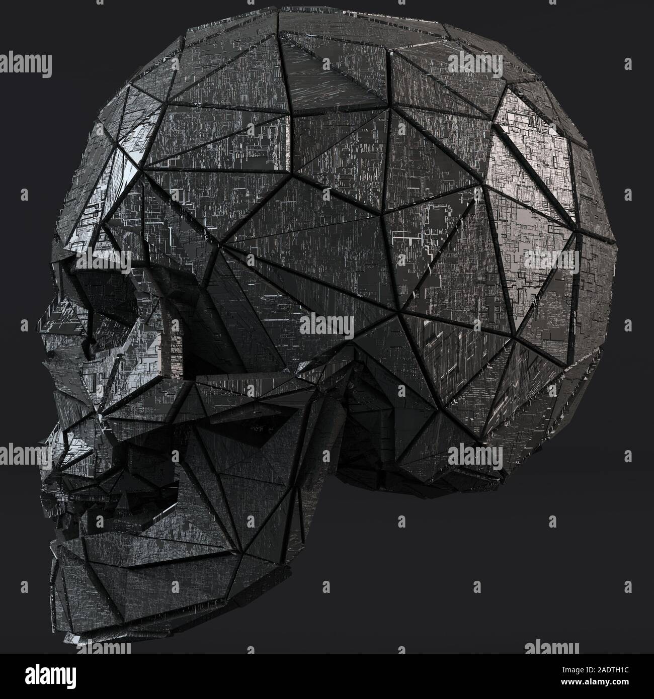 Science Fiction Fantasy Futuristic Human Skull 3D Illustration Stock ...