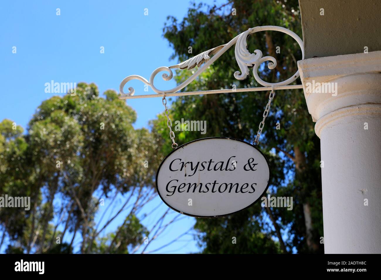 Sign advertising Crystals and Gemstones at Magic Minerals in the small ...