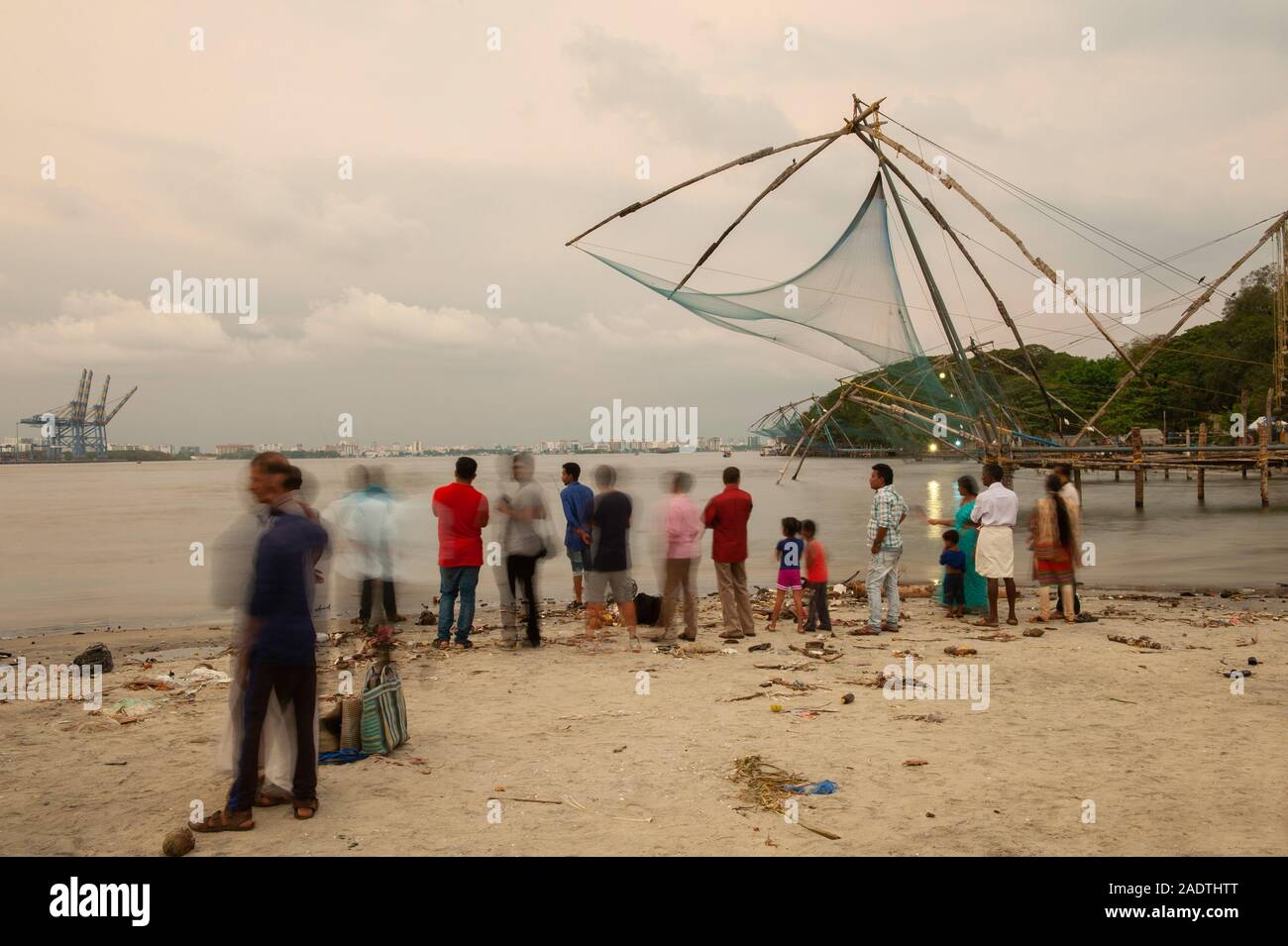 Kochi, India - March 2017: Fort Kochi beach with its chinese nets Stock ...