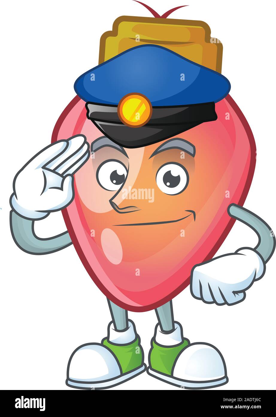 Red christmas bulb Cartoon character dressed as a Police officer Stock ...