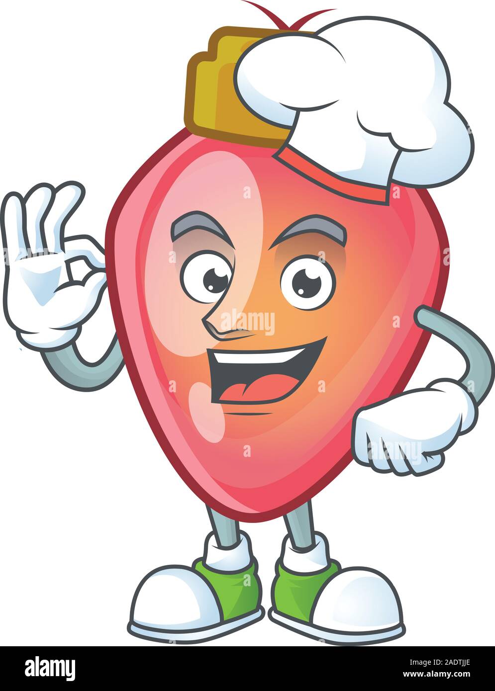 Happy Chef red christmas bulb cartoon character with white hat Stock ...