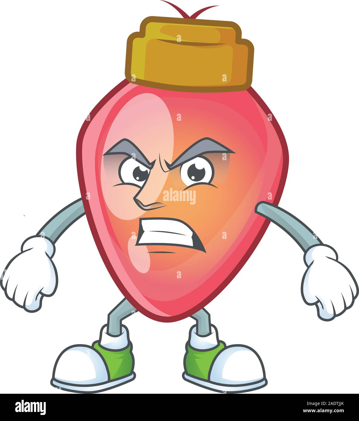 Red christmas bulb cartoon character style with angry face Stock Vector ...