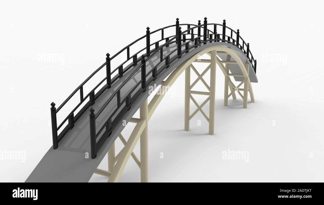 3d rendering of a a bridge isolated in a bright studio background Stock ...