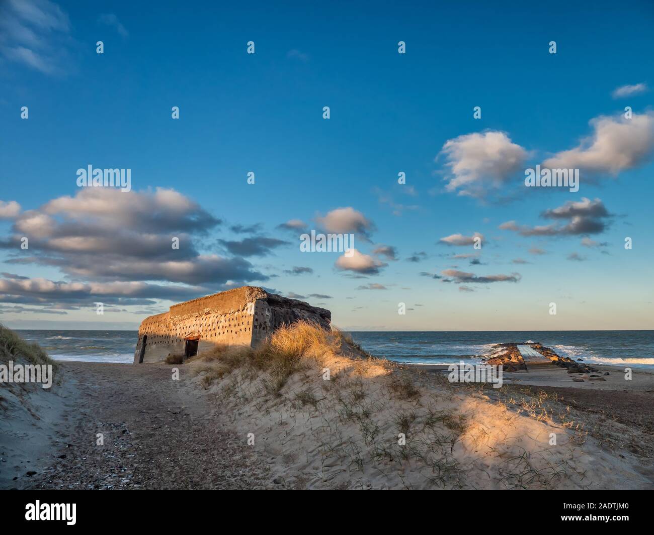 Bunker from WW2 on a Danish beach in Thyboroen, Denmark Stock Photo - Alamy