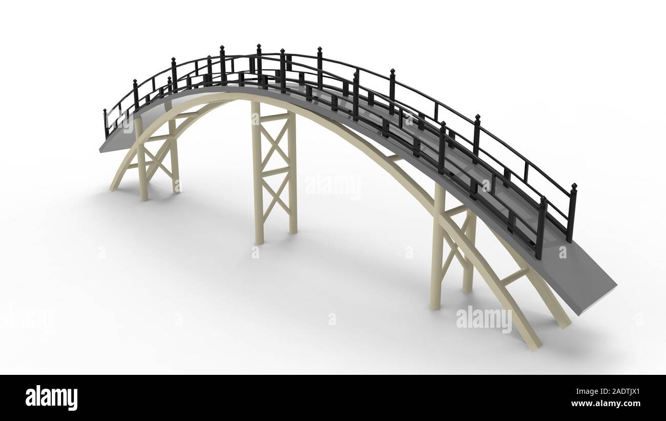 3d rendering of a a bridge isolated in a bright studio background Stock ...