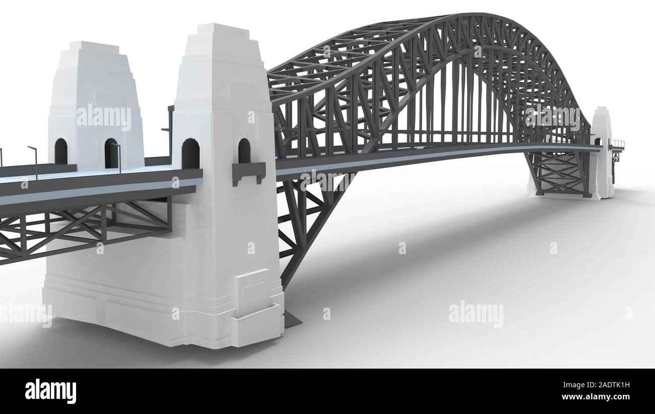 3d rendering of a a bridge isolated in a bright studio background Stock ...
