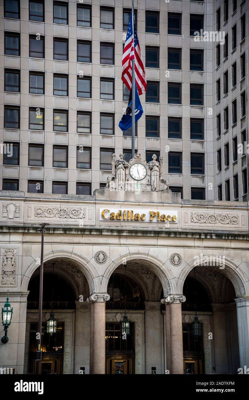 Cadillac Place, formerly the General Motors Building, a landmark high ...
