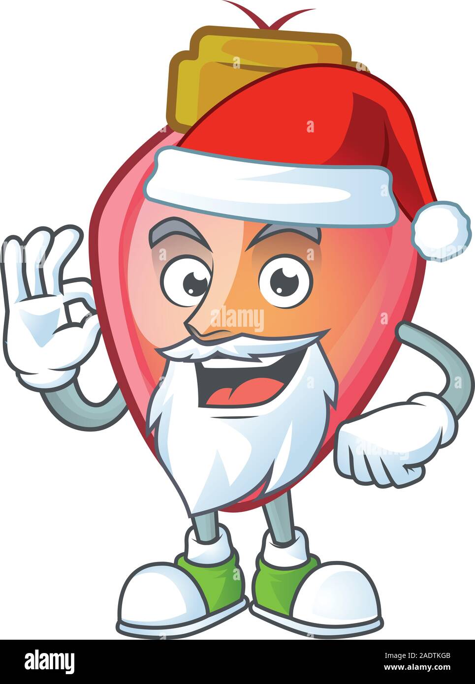 Red christmas bulb in Santa cartoon character design Stock Vector Image ...