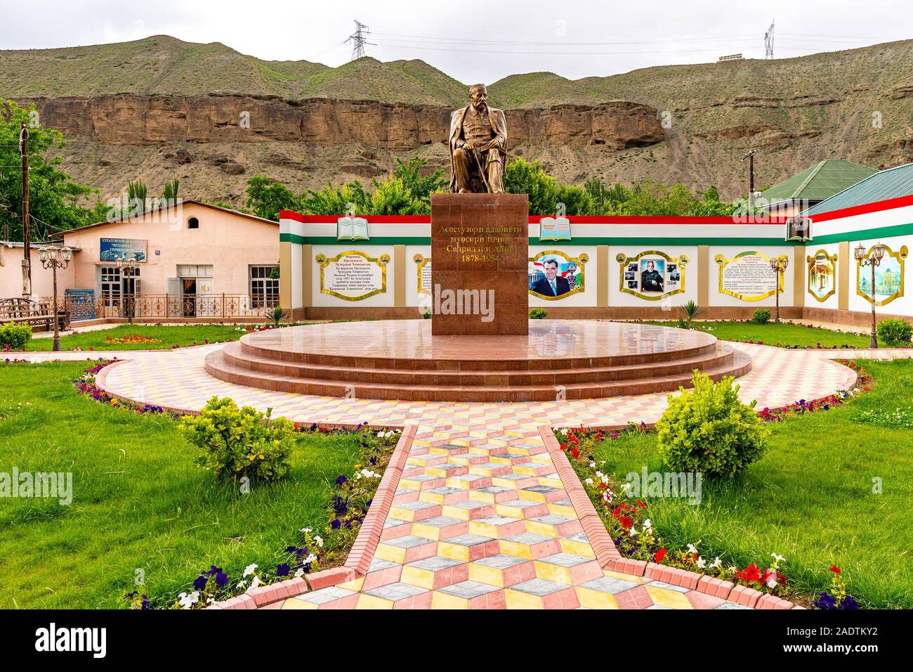Ayni Town Picturesque Breathtaking View of the Main Park with Statue of ...