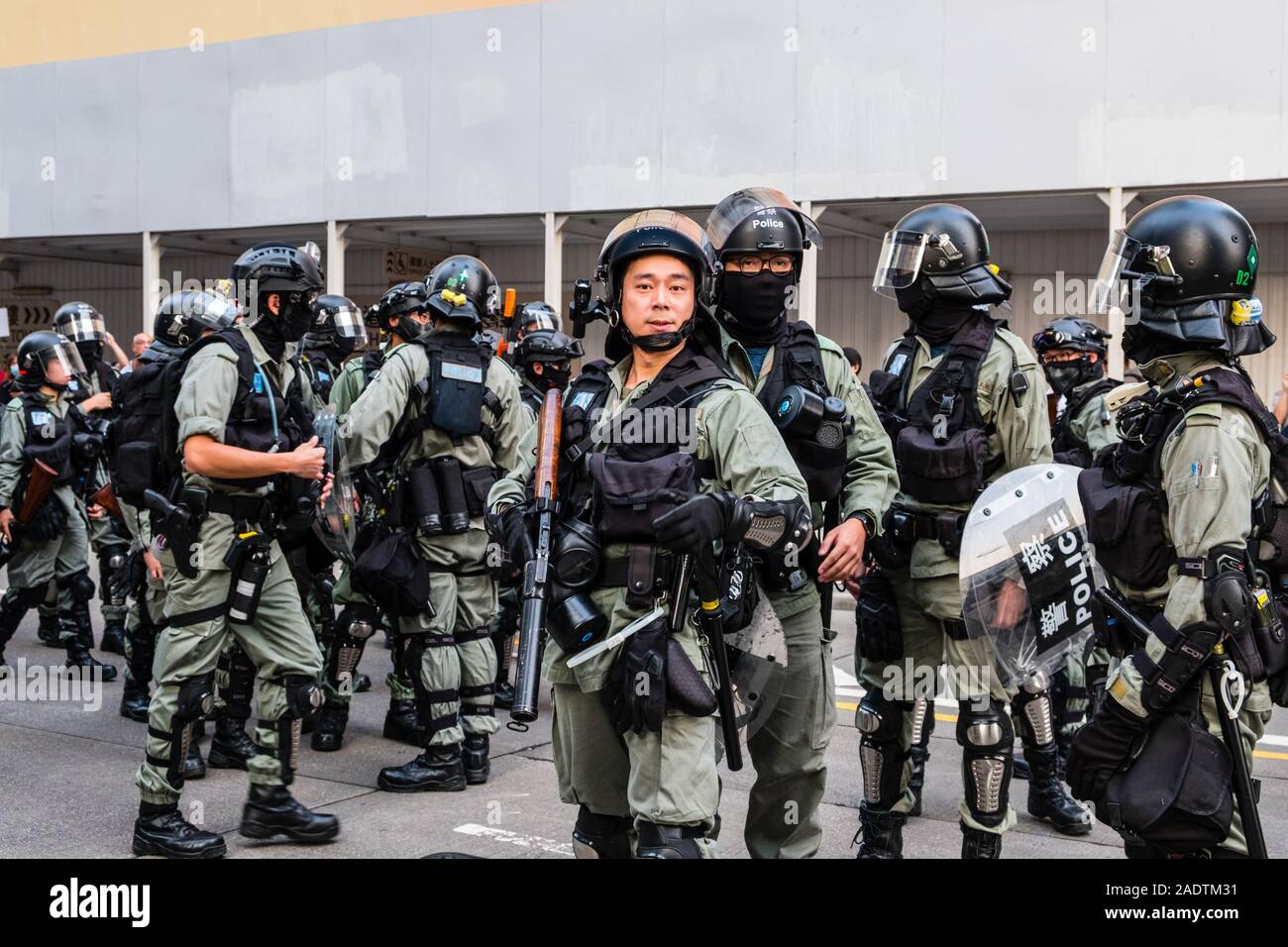 HongKong - December 01, 2019: Riot Police on demonstration during the ...