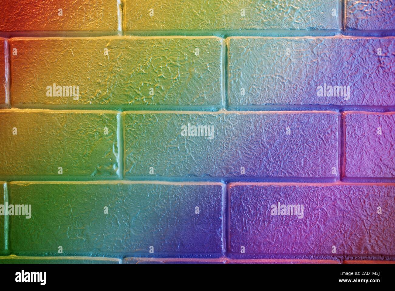 Rainbow colored brick texture closeup horizontal background Stock Photo ...
