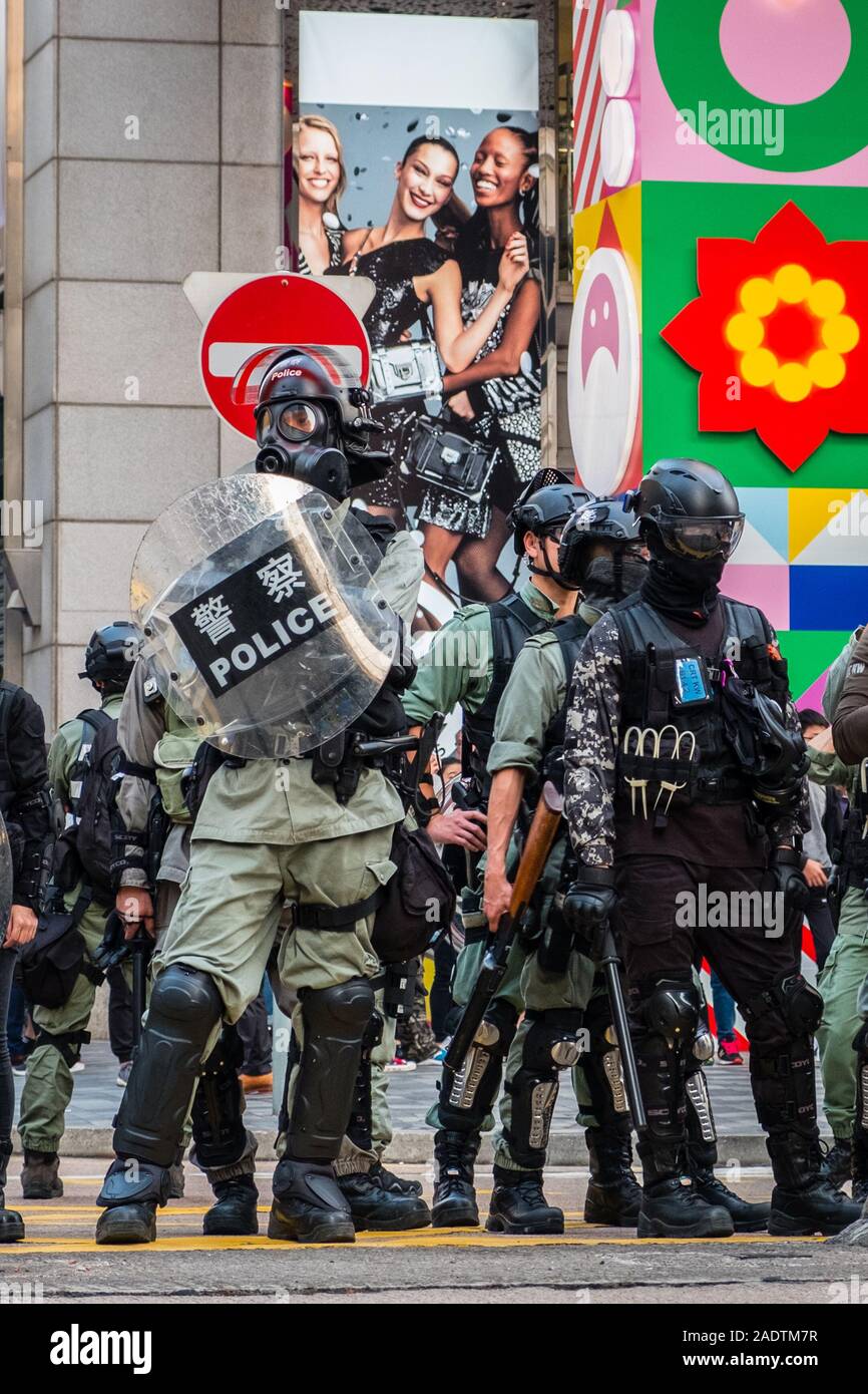HongKong - December 01, 2019: Riot Police on demonstration during the ...