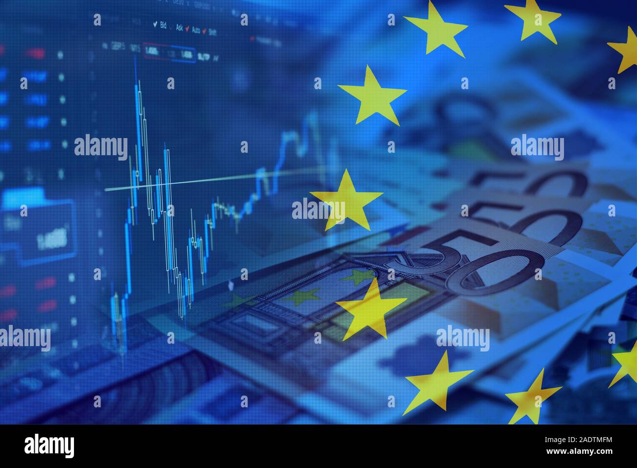 European currency Euro. Stock market. Currency market. Euro market ...