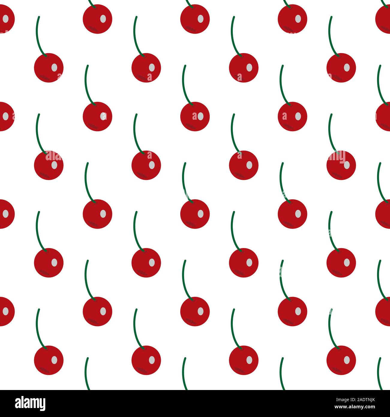Seamless red cherry fruit vector pattern on white background. Fabric or ...