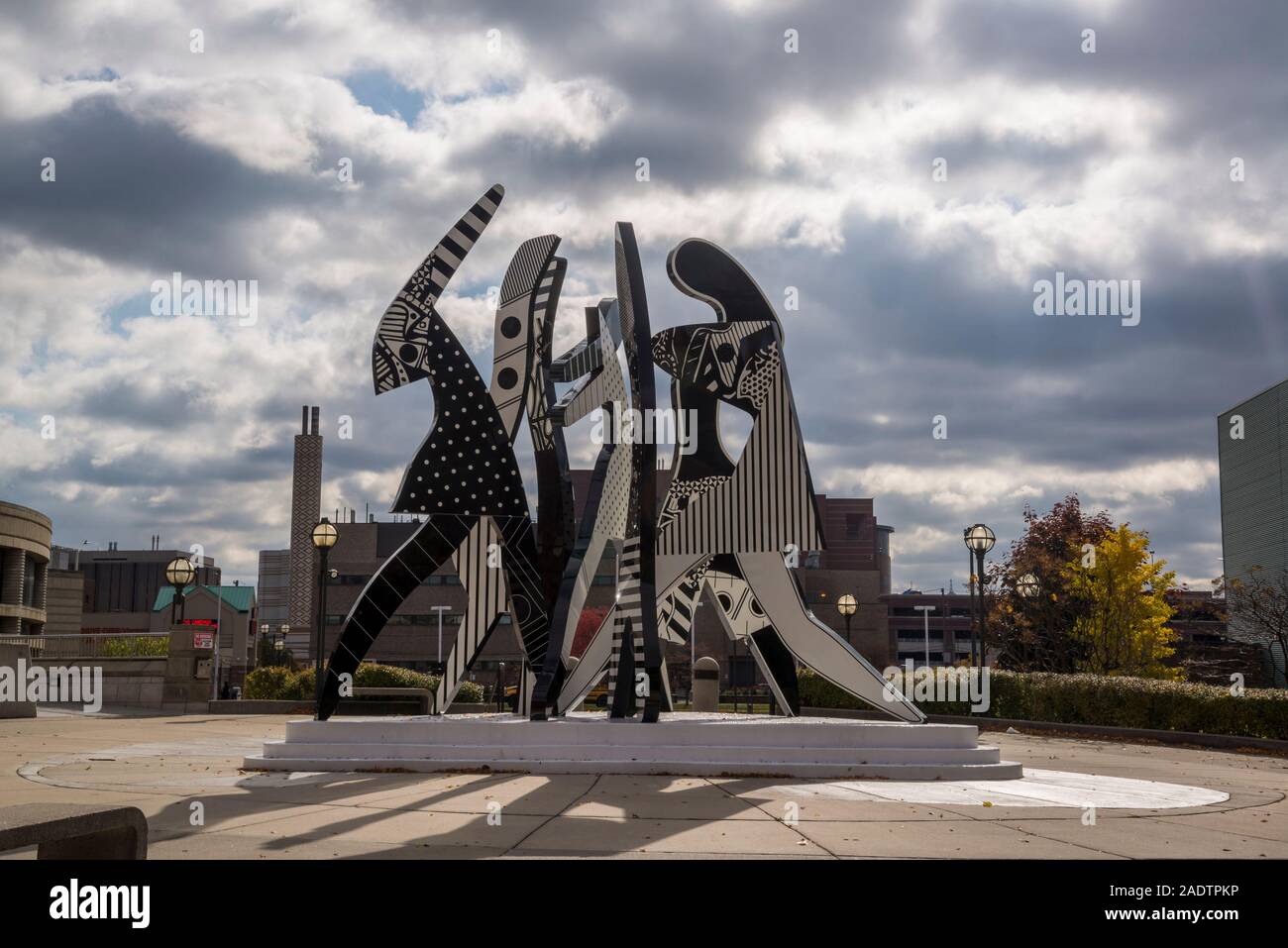 Charles McGee’s “United We Stand” sculpture in front of the Charles H ...