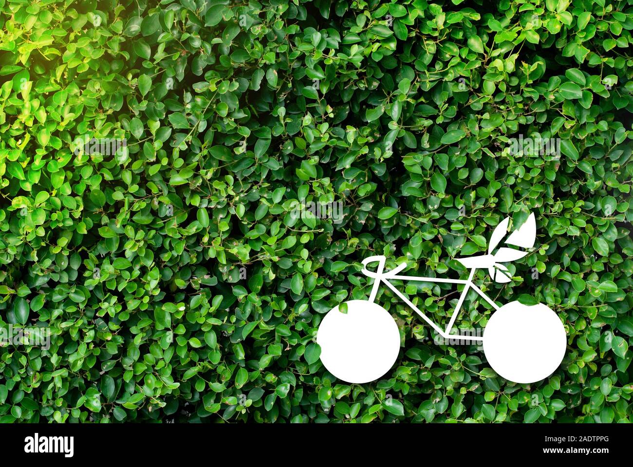 Eco bike, natural green background - Concept of global warming and ...