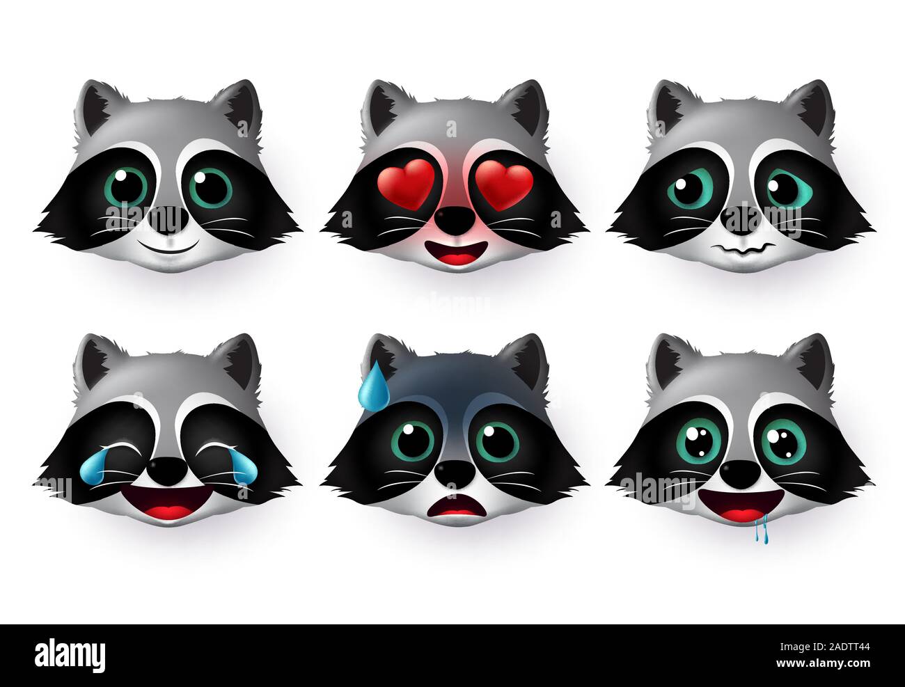 Wolfs emoticon vector set. Wolf emojis face avatar character in hungry ...