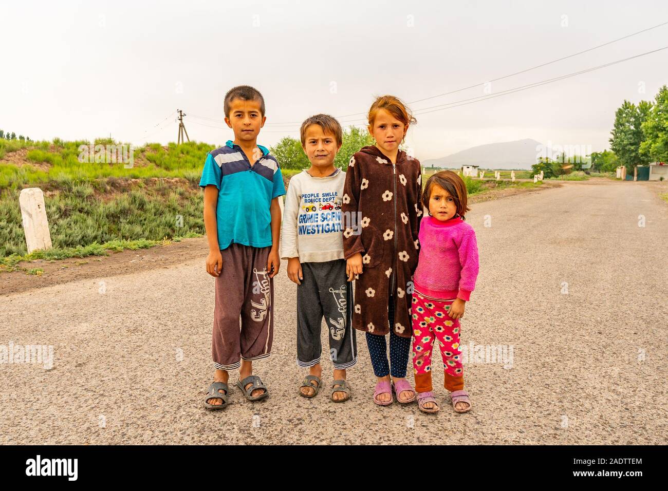 Qurghonteppa Bokhtar Four Tajikistani Minor Aged Children Standing ...