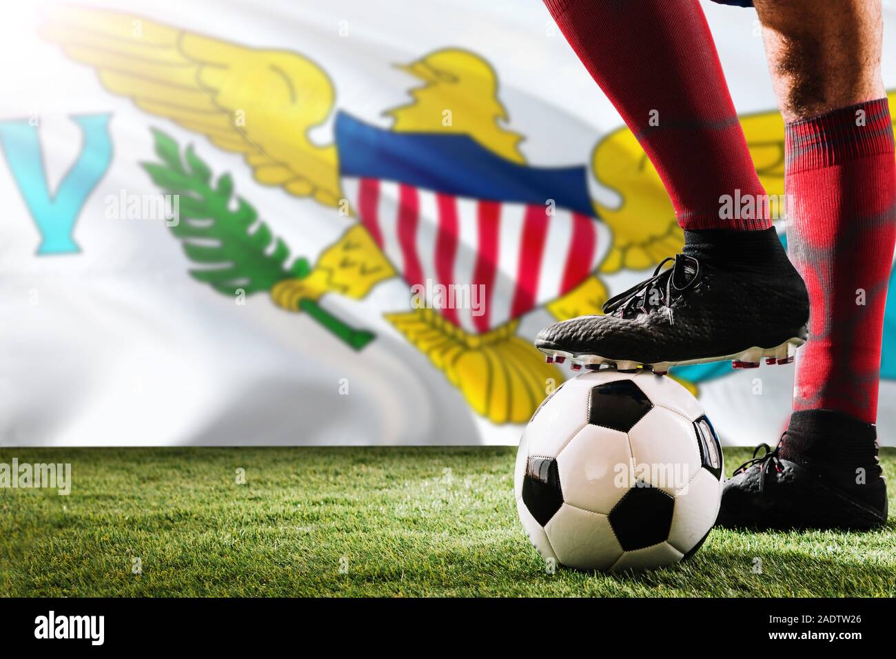 Close up legs of United States Virgin Islands football team player in ...